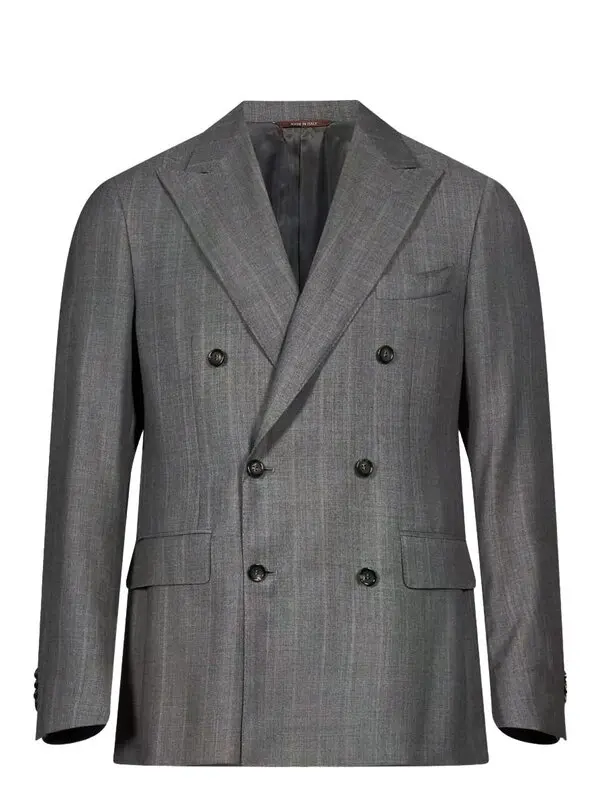 Canali Check Double-breasted Suit - Grey