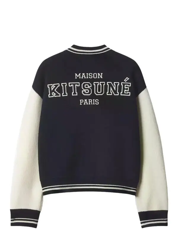 Maison Kitsuné Logo-embroidered Colour-block Bomber Jacket - Blue