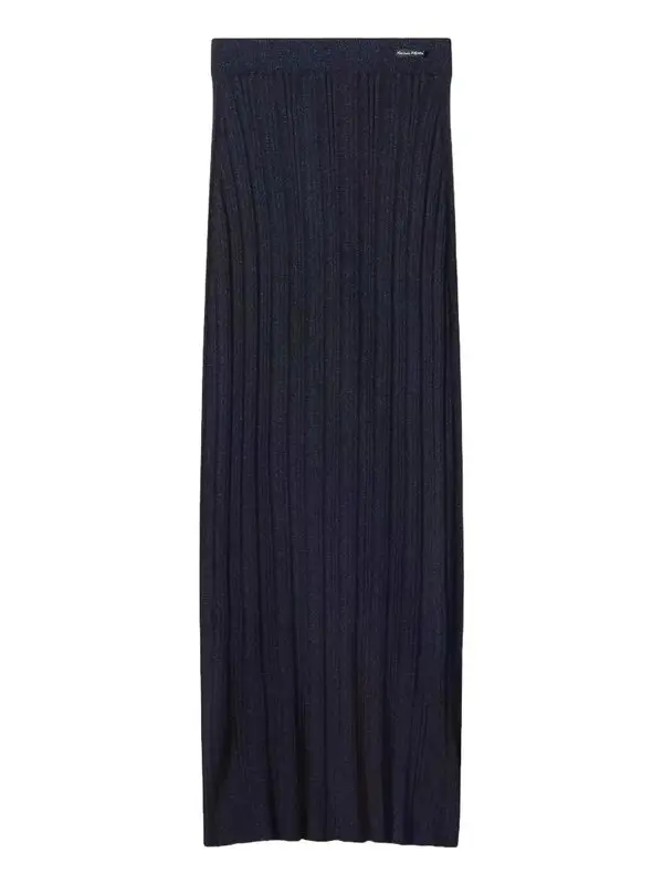 Maison Kitsuné Ribbed-knit Maxi Skirt - Blue