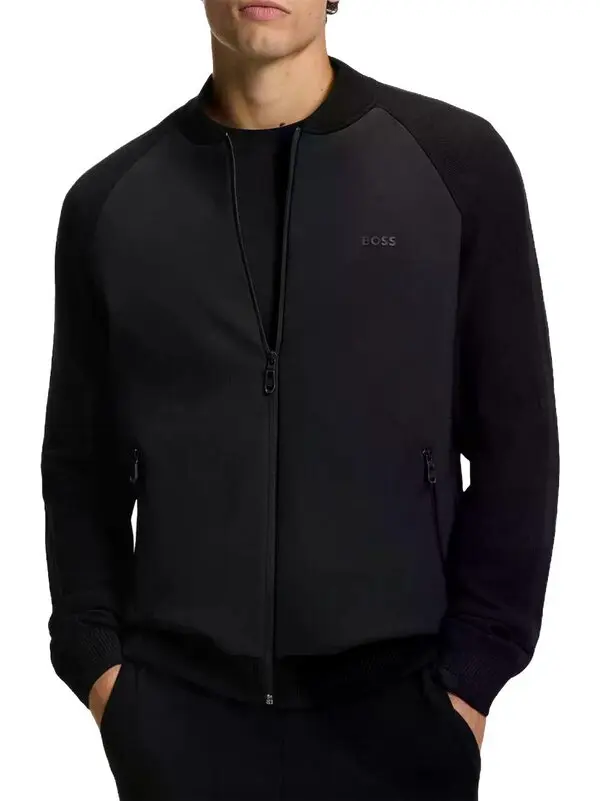 BOSS Raglan-sleeve Zip-up Sweatshirt - Black