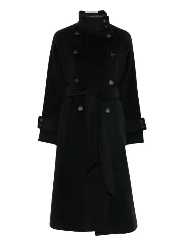 Tagliatore Henryka Double-breasted Belted Coat - Black