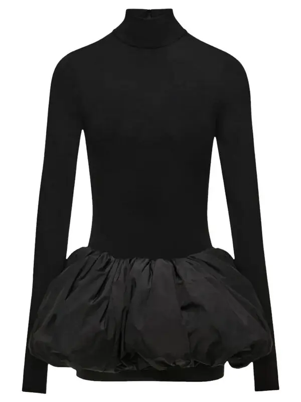 Magda Butrym Puff-skirt High-neck Mini Dress - Black