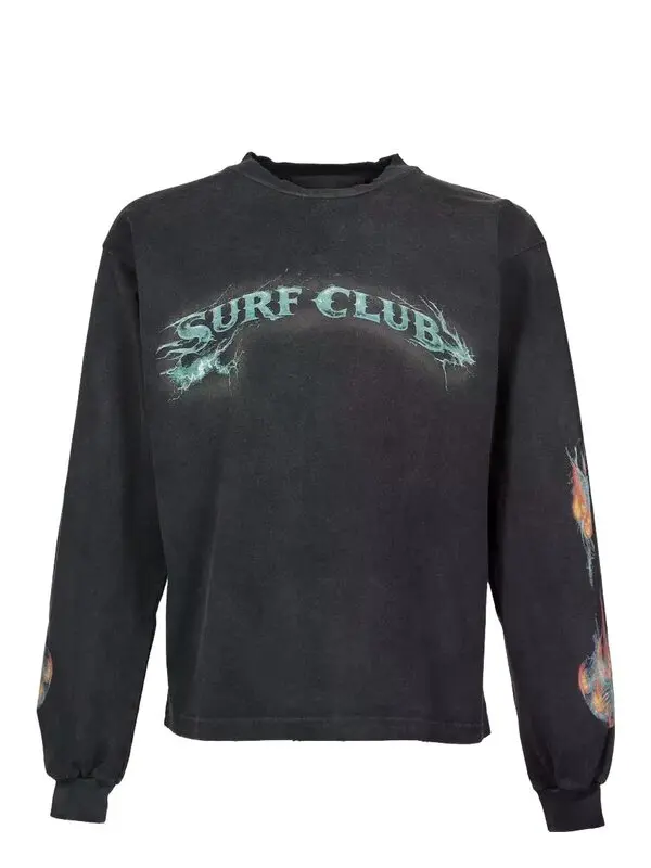 JUN/NAKAYAMA Graphic-print Long-sleeve T-shirt - Black