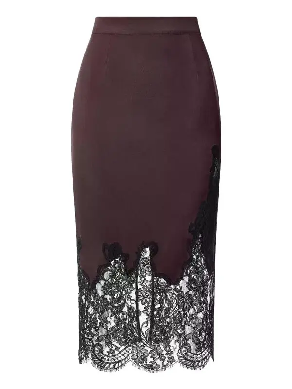 IL VOLO Eva Lace-trimmed Silk Skirt - Brown