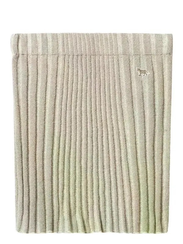 Maison Kitsuné Ribbed-knit Logo-patch Mini Skirt - Neutrals