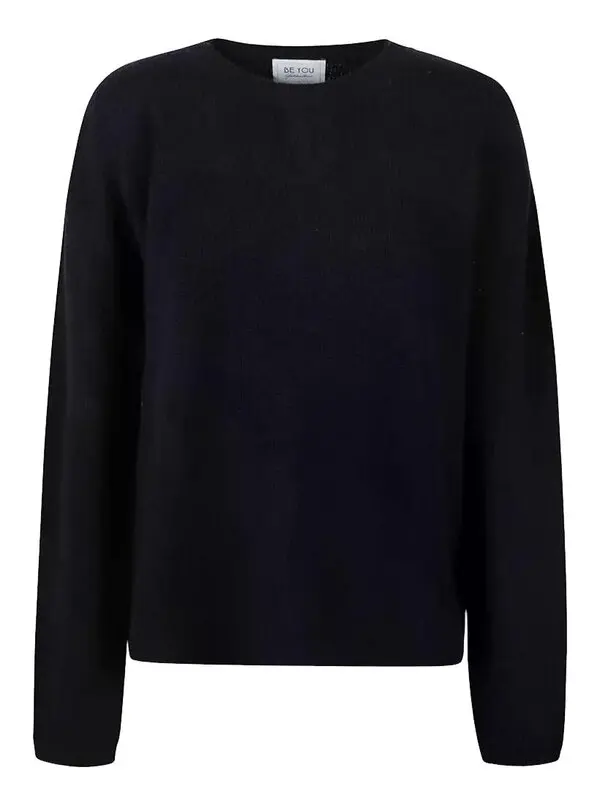 BEYOU Crew-neck Knitted Sweater - Blue