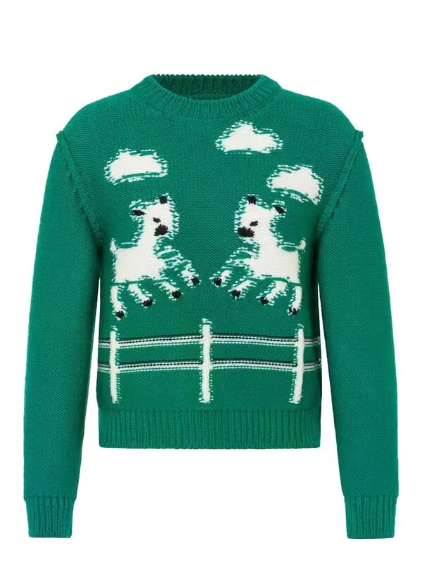 Moschino Sheep-intarsia Sweater - Green