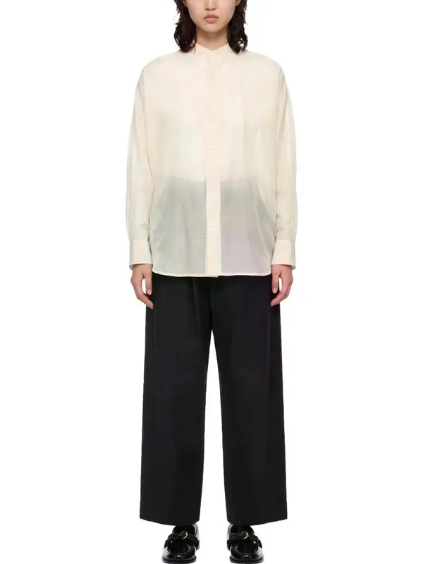 Issey Miyake Sheer Band-collar Shirt - Neutrals