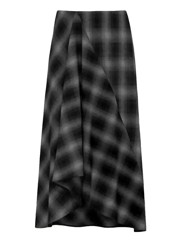 Marella Check-pattern Draped Skirt - Grey