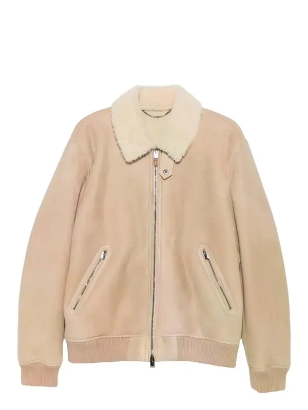 Canali Shearling-collar Leather Jacket - Neutrals