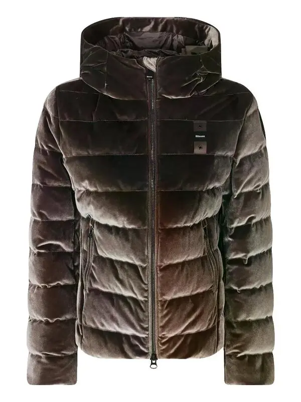 BLAUER. Quilted Velvet-effect Jacket - Brown