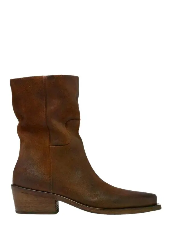 Marsèll Distressed-effect Square-toe Boots - Brown