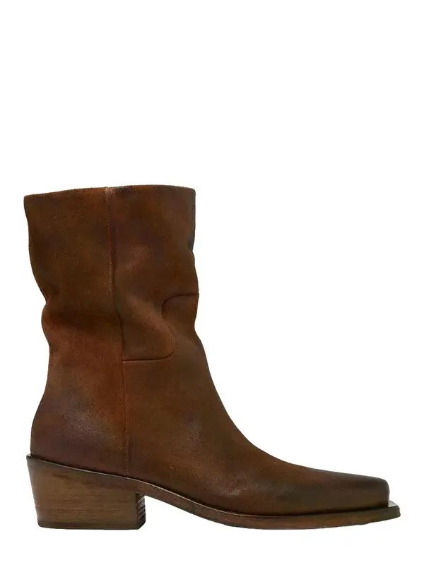 Marsèll Distressed-effect Square-toe Boots - Brown
