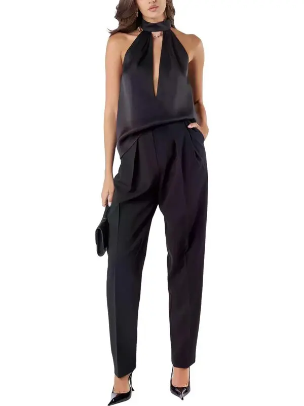IL VOLO Pleated Silk Trousers - Black