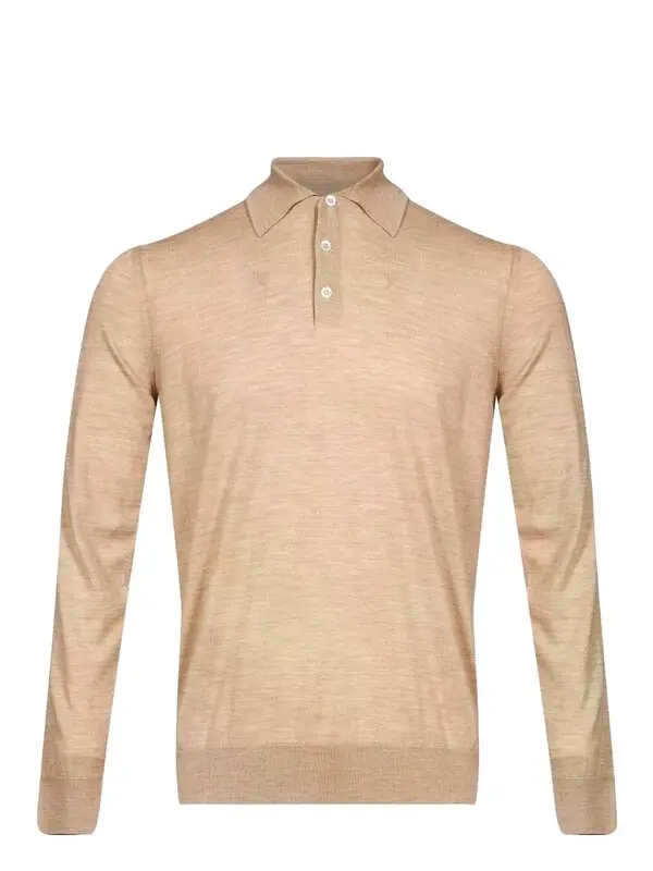 LARDINI Long-sleeve Knitted Polo Shirt - Neutrals