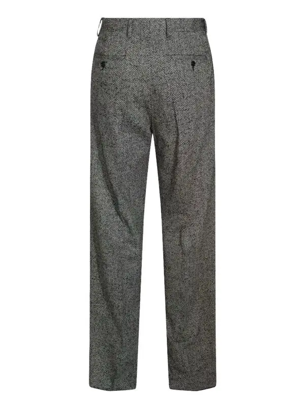 LARDINI Pleated Herringbone Trousers - Grey
