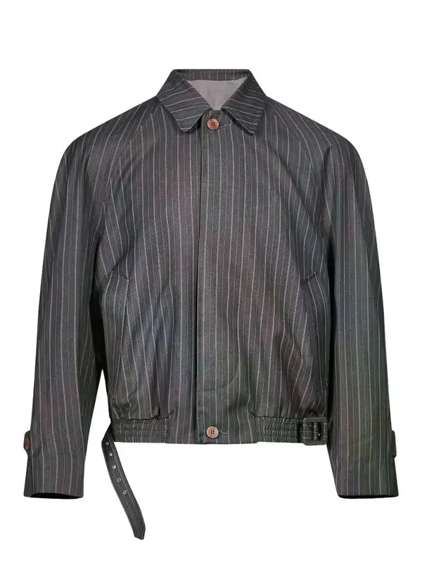 MAGLIANO Pinstripe-pattern Belted Jacket - Grey