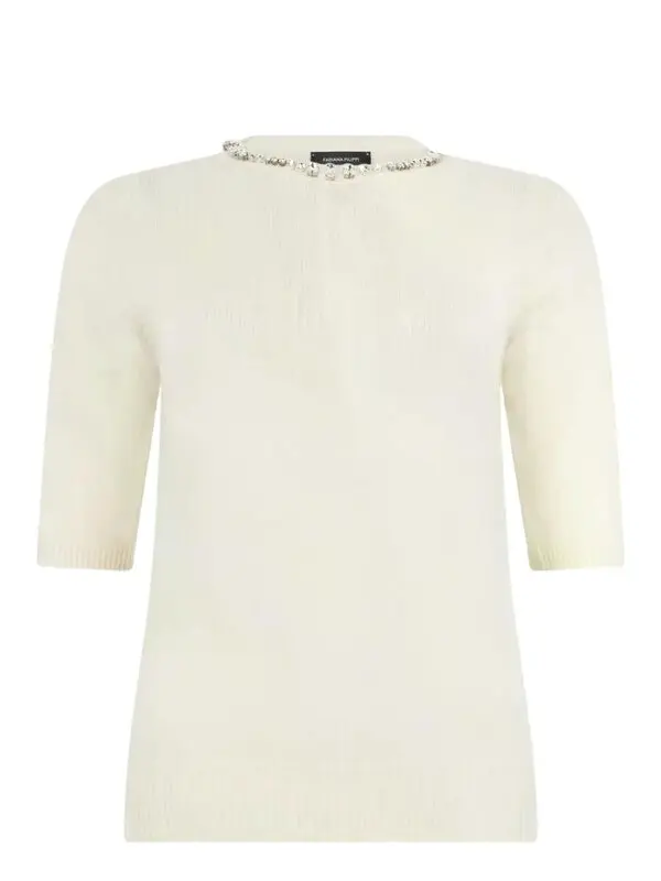 Fabiana Filippi Crystal-embellished Short-sleeve Sweater - Neutrals