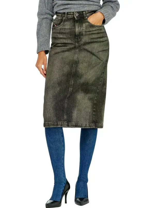 DIESEL® Pencil Skirt In Dirty-effect Denim - Grey