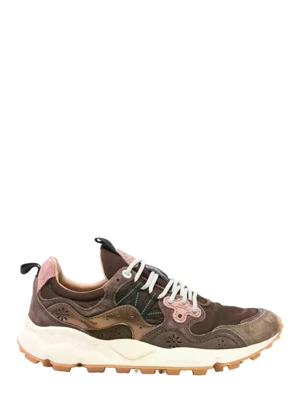 FLOWER MOUNTAIN Perforated Panelled Sneakers - Brown