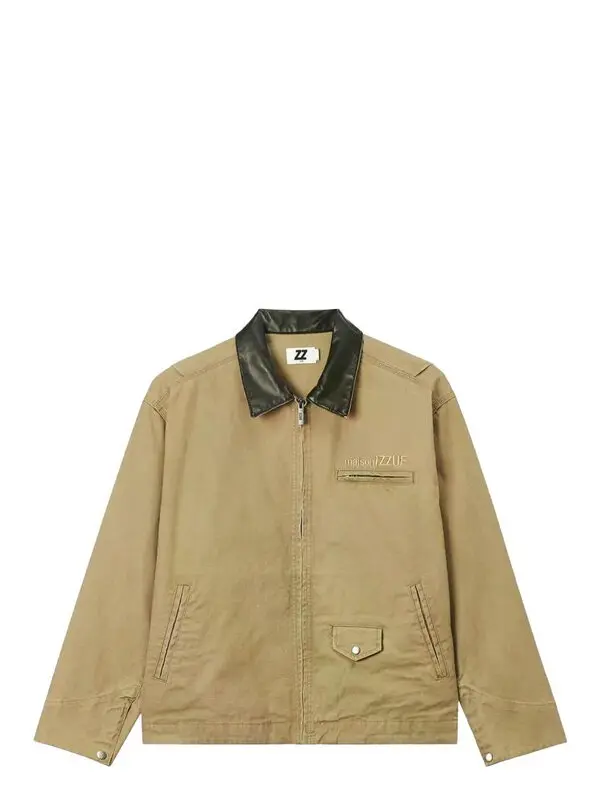 Izzue Logo-embroidered Contrast-collar Jacket - Neutrals