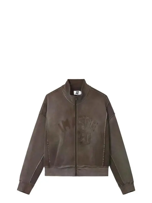 Izzue Embroidered Zip-up Hoodie - Brown