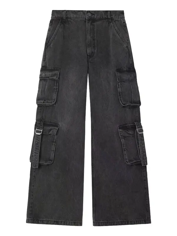 Izzue Multi-pocket Wide-leg Cargo Jeans - Black
