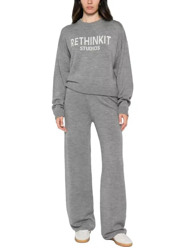 RETHINKIT STUDIOS Logo-intarsia Knitted Sweater - Grey