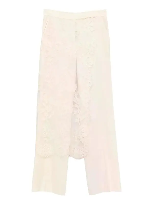 Zimmermann Valiant Lace-panelled Tailored Trousers - Neutrals