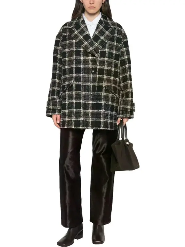 Herno Check-pattern Double-breasted Jacket - Black