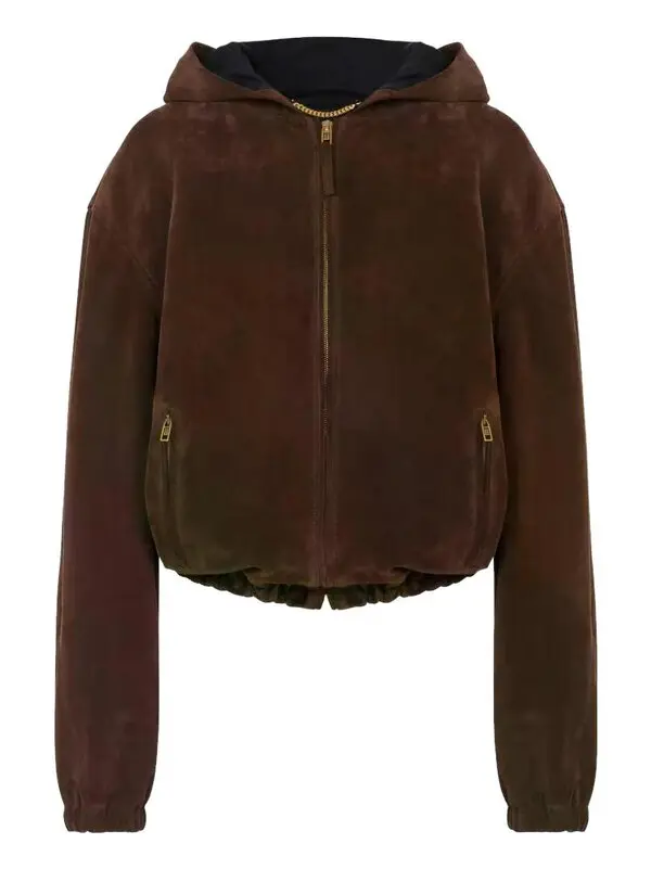 Moschino Suede Hooded Jacket - Brown