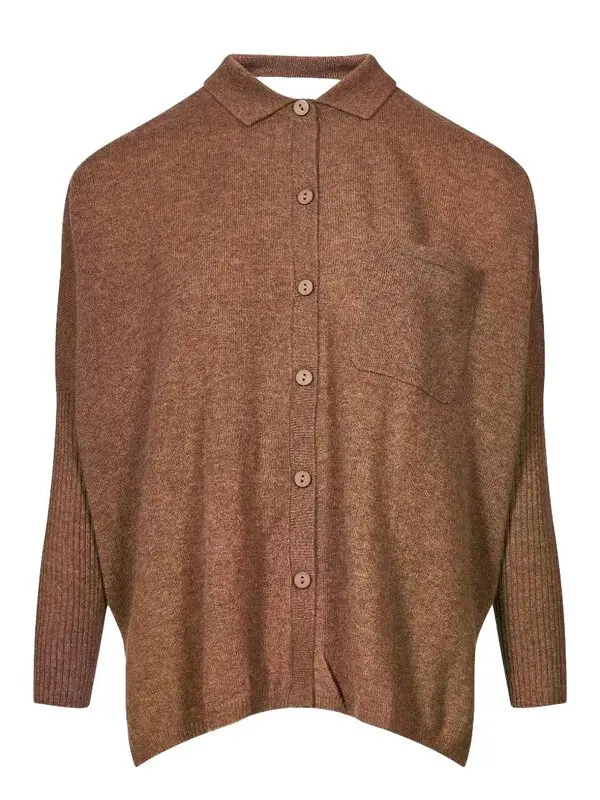 GOTHA Andrea Button-down Chest-pocket Sweater - Brown