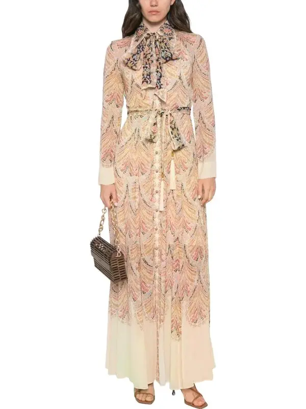 Zimmermann Valiant Pussy-bow Paisley-print Maxi Dress - Neutrals