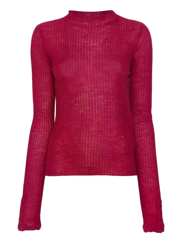 Patrizia Pepe Ribbed-knit Mock-neck Sweater - Pink