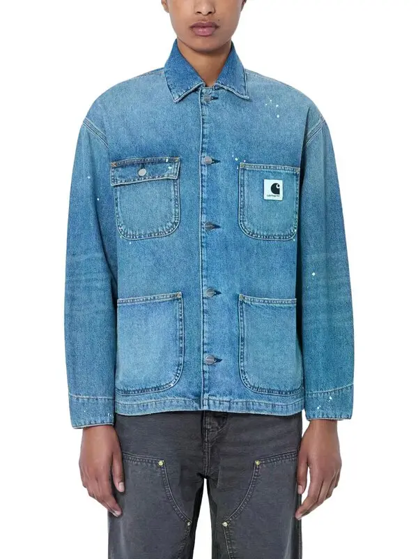 Carhartt Work In Progress Og Michigan Paint-splatter Denim Jacket - Blue
