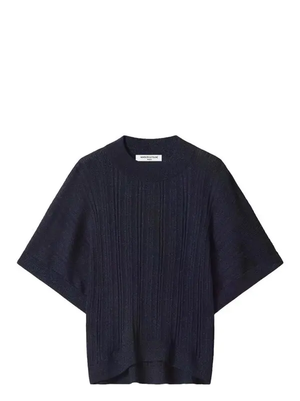 Maison Kitsuné Ribbed-knit T-shirt - Blue