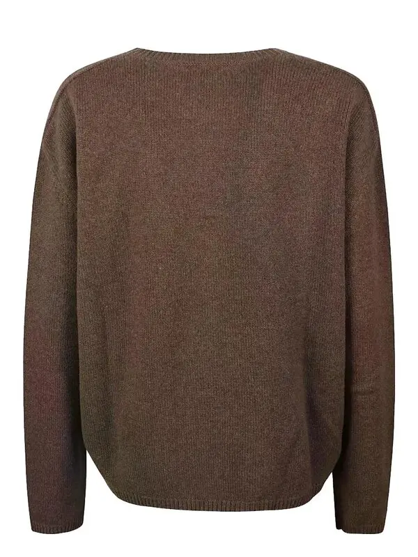 BEYOU Crew-neck Long-sleeved Sweater - Brown