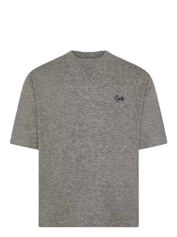 CYCLE Gino Logo-embroidered T-shirt - Grey