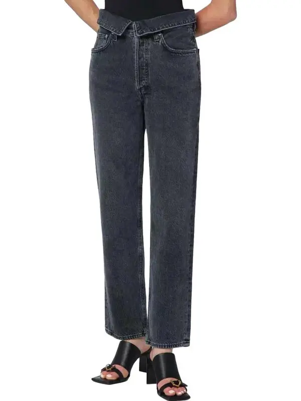 AGOLDE Echo Fold-over Straight-leg Jeans - Grey
