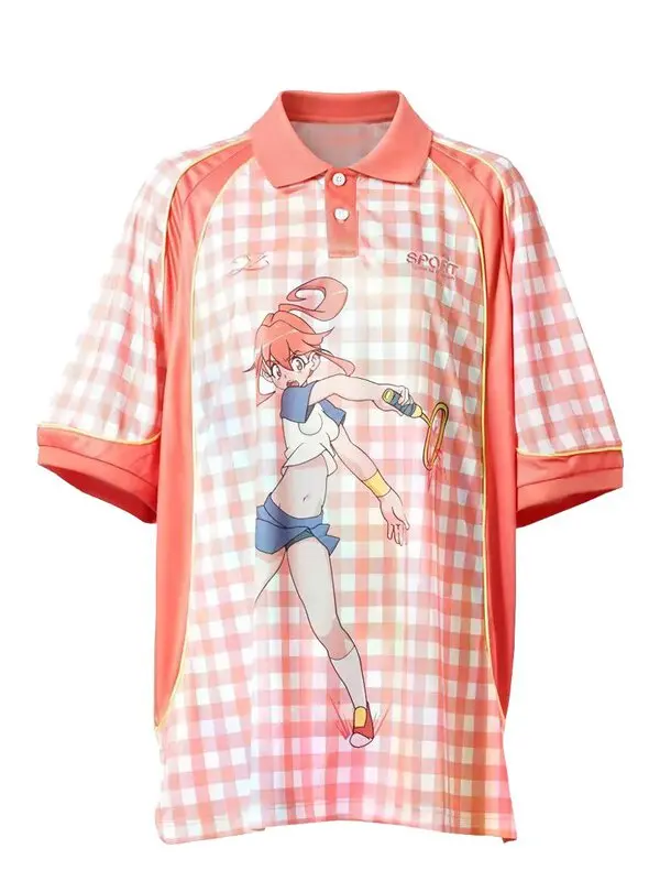 YUMIN HA Gingham-pattern Polo Shirt - Pink