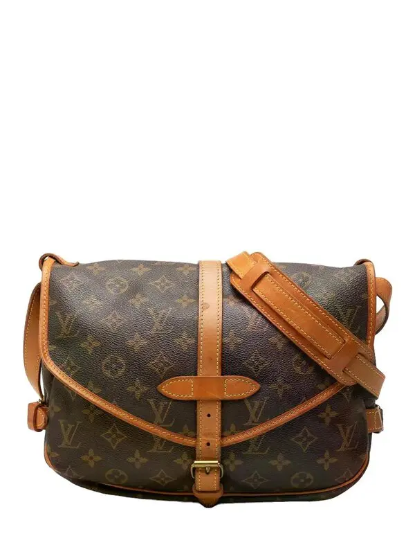 LOUIS VUITTON 1991 Monogram Saumur 30 Crossbody Bag - Brown