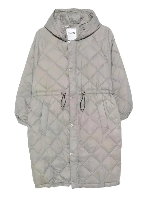 Taion Quilted Hooded Coat - Grey
