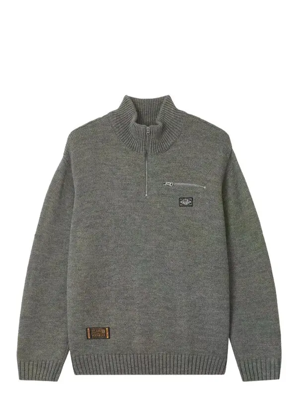 Izzue Quarter-zip Logo-patch Sweater - Grey