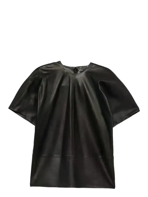 TOTEME Short-sleeve Leather T-shirt - Black