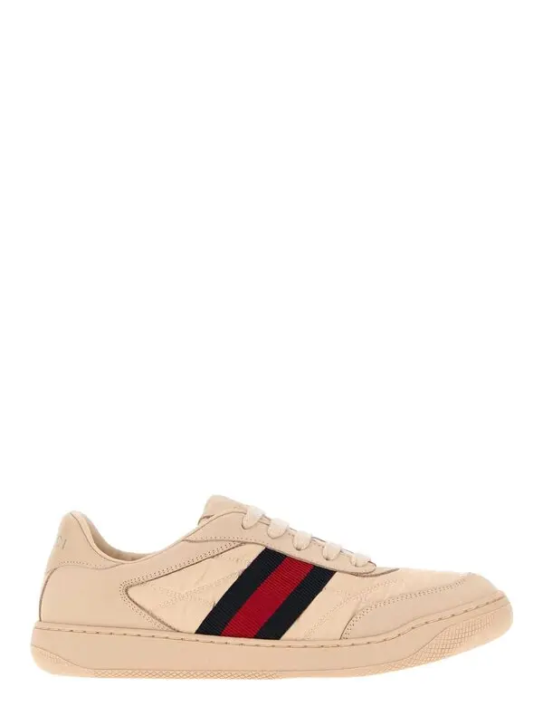 Gucci Light Leather And Fabric Screener Sneakers - Pink