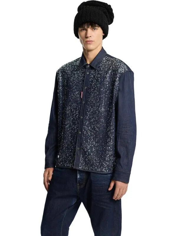 Dsquared2 Dark Clean Embroidered Boxy Shirt - Blue