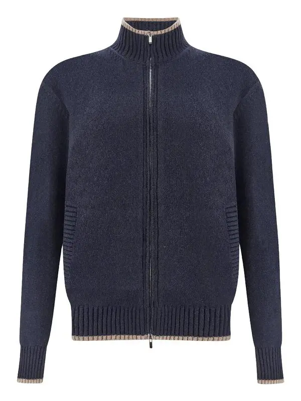 Paul & Shark Zip-up Cashmere Cardigan - Blue