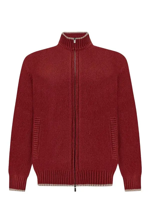 Paul & Shark Zip-up Cashmere Cardigan - Winery