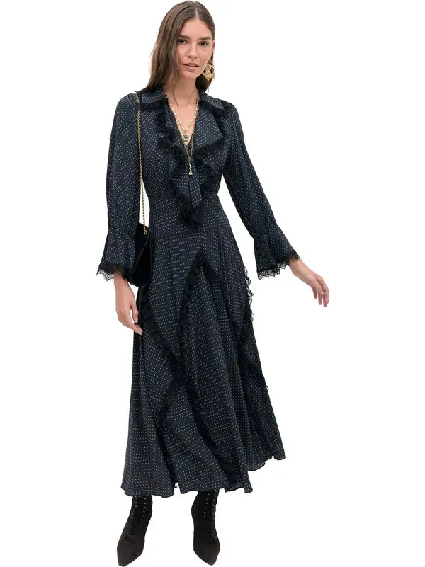 Rixo Aerin Micro Polka Dot Regular - Black