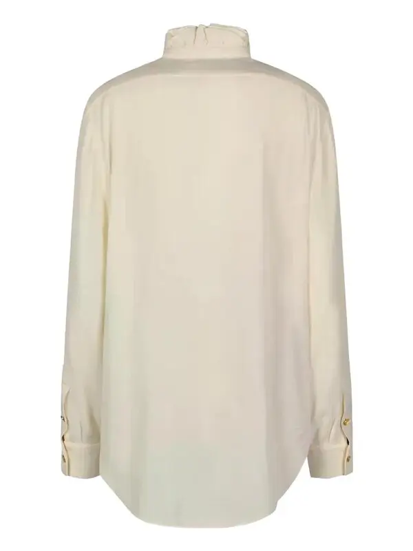Alberta Ferretti Ruffled-collar Long-sleeve Shirt - Neutrals